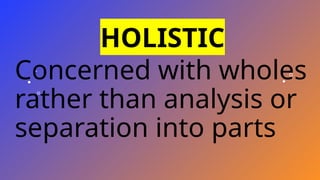 Dimensions of Holistic Health (physical, mental or intellectual ...