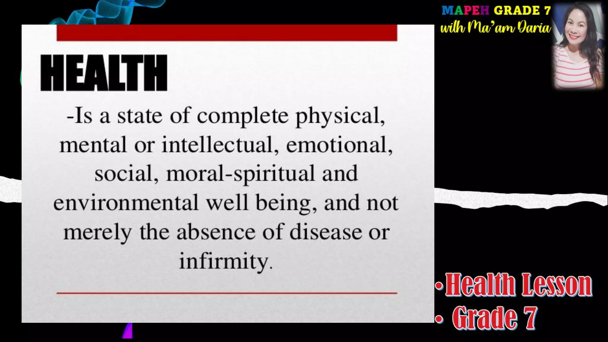 Dimensions of holistic health MAPEH Grade 7 Health Lesson 1 Quarter 1 | PDF