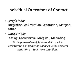 Dimensions and Outcomes of Intercultural Contact | PPTX