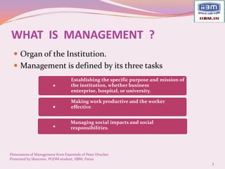 Dimensions of management | PPTX
