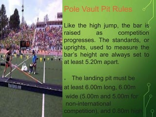 Dimensions of pit and rules and regulations of pole vault | PPTX