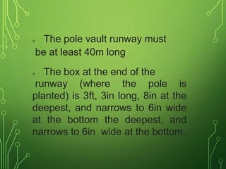 Dimensions of pit and rules and regulations of pole vault | PPTX
