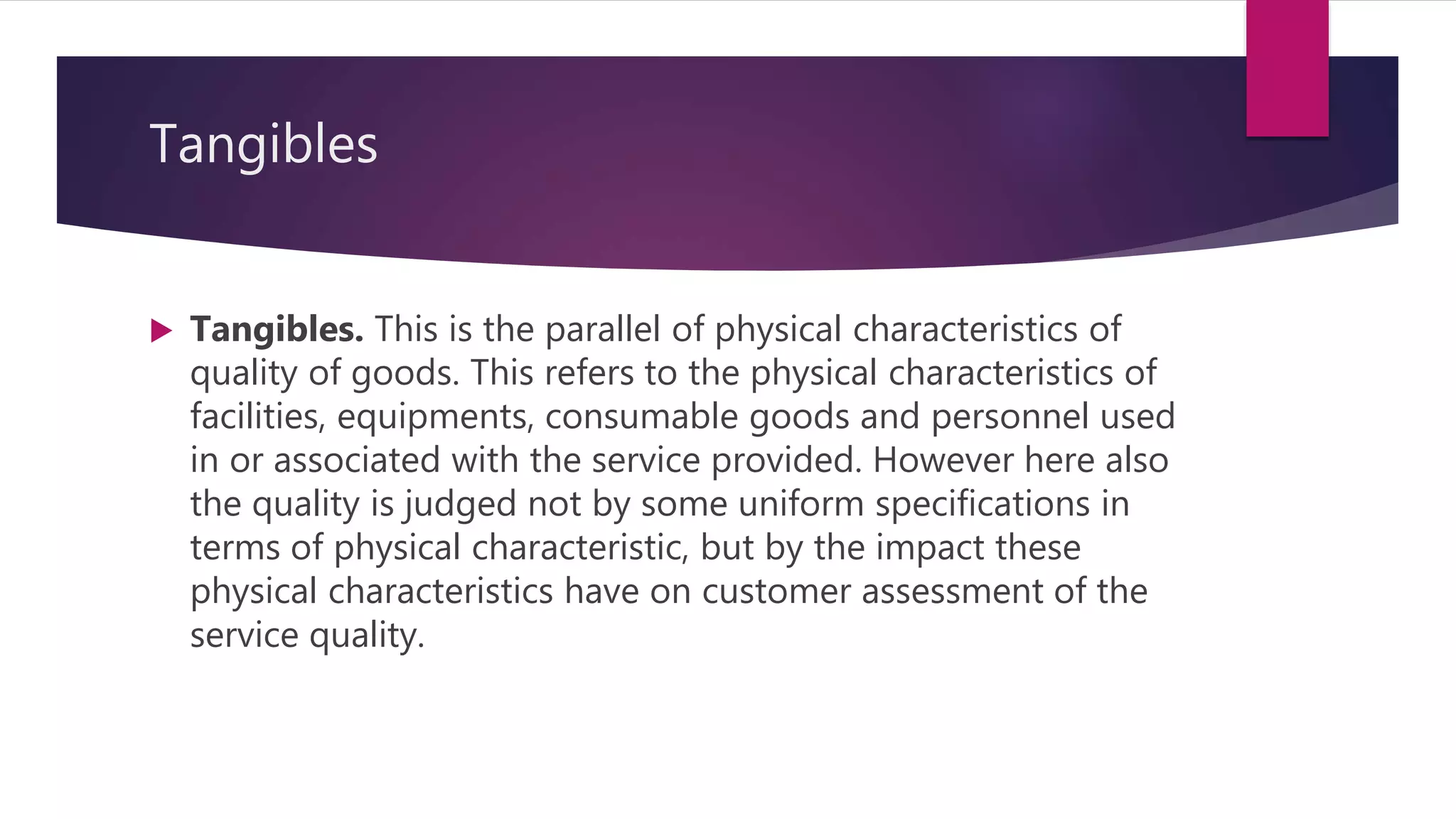 Dimensions of quality as related to a service and product | PPTX