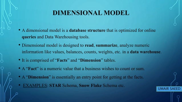Dimensional model | | Fact Tables | | Types | PPTX