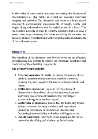 Dimension test of Clay Bricks.docx / HEJA | DOCX