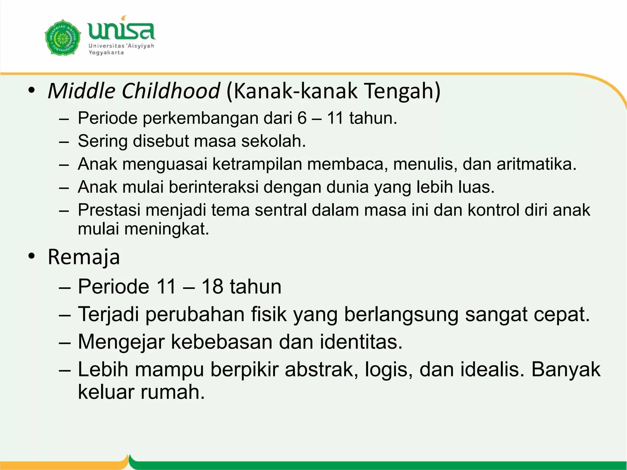 Dimensi dan Periode perkembangan | PPT