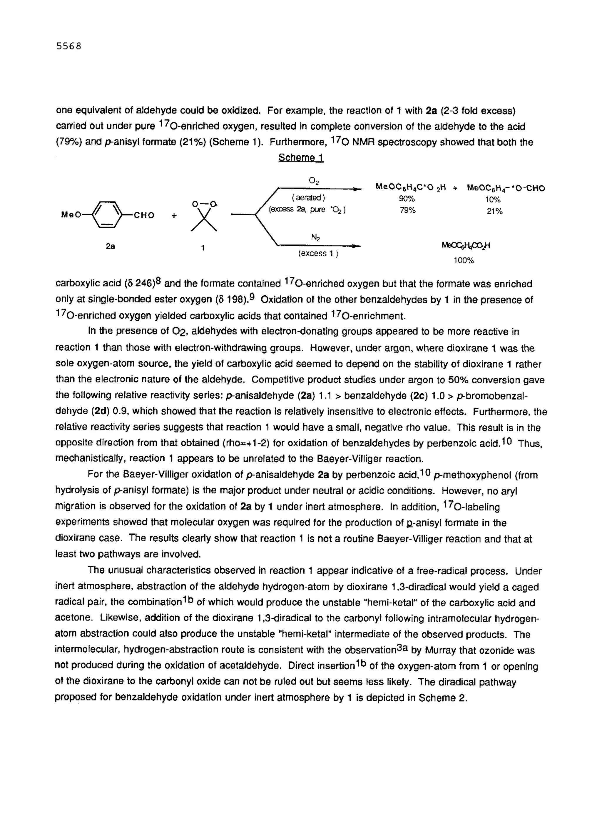 Dimethyldioxirane mechanism of benzaldehyde oxidation | PDF