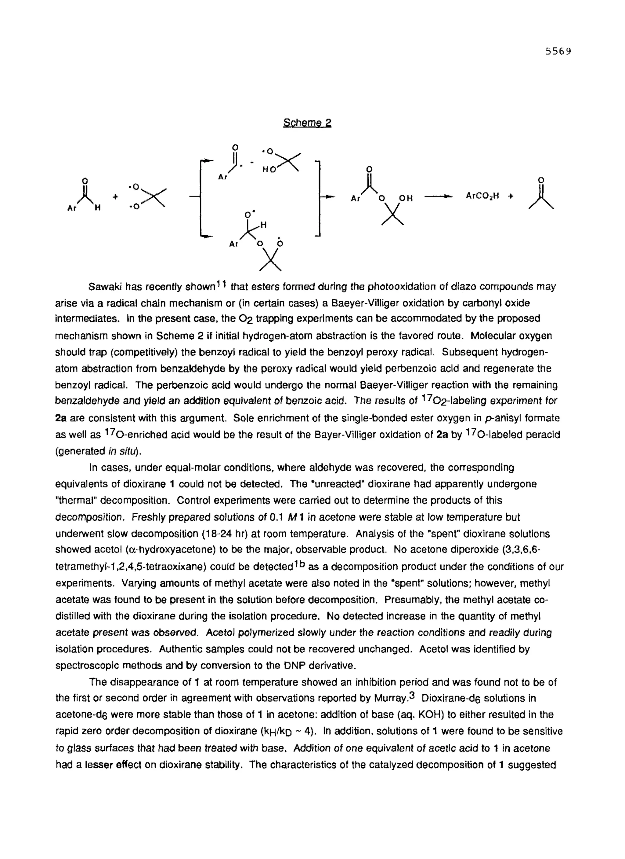 Dimethyldioxirane mechanism of benzaldehyde oxidation | PDF