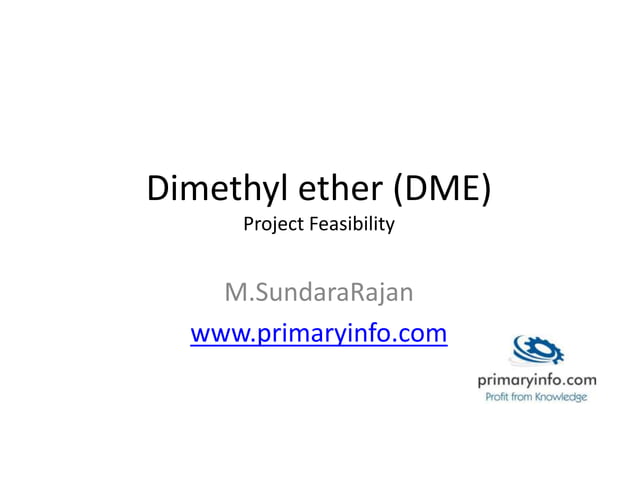Dimethyl ether (dme) | PPTX | Chemistry | Science