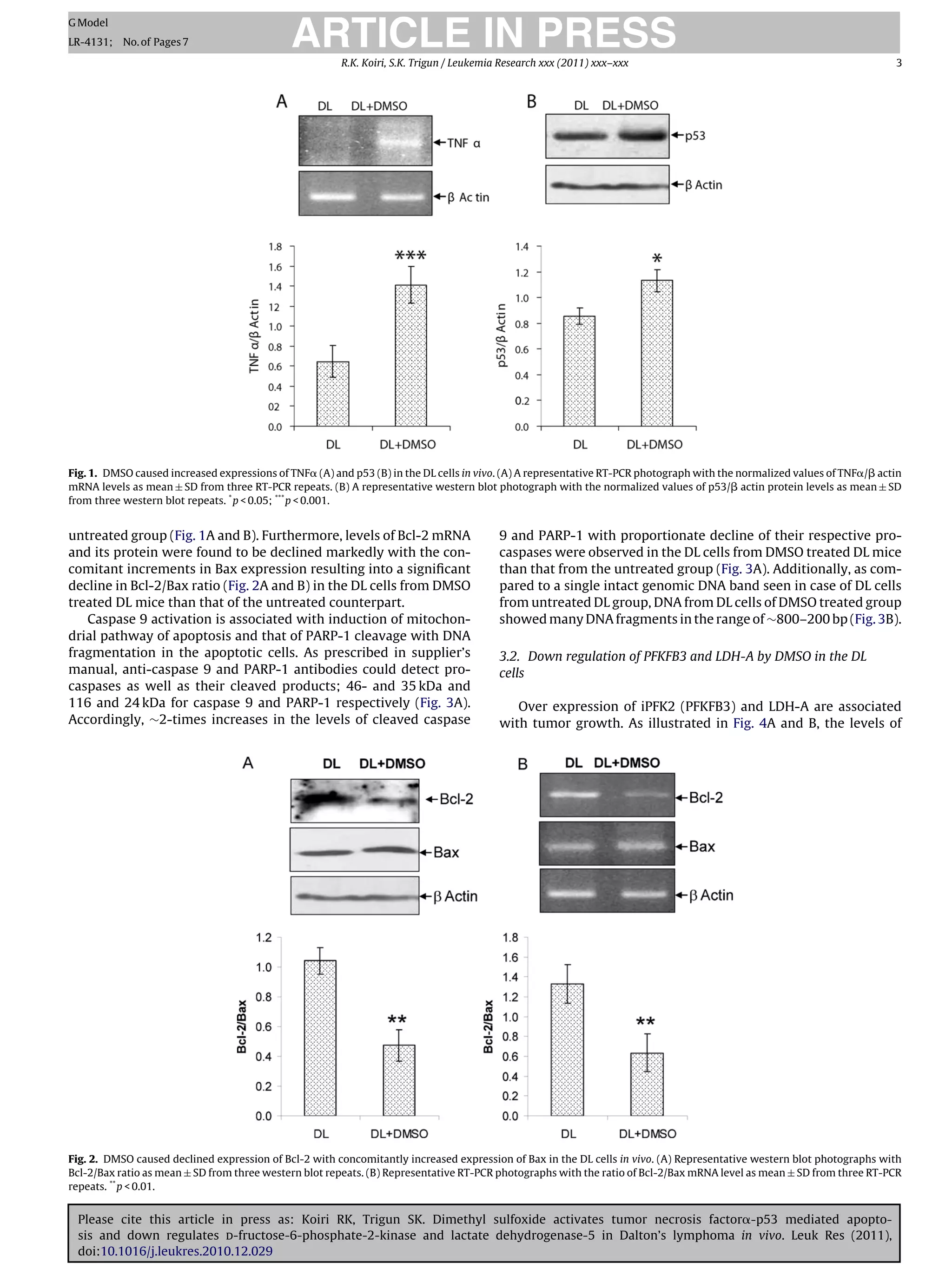 Dimethyl sulfoxide activates tumorn ecrosisfactor p53 mediated apoptosi ...