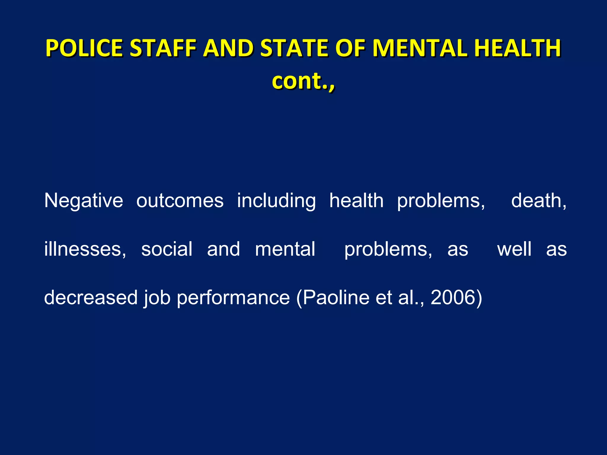 STRESS MANAGEMENT FOR POLICE STAFF | PPT