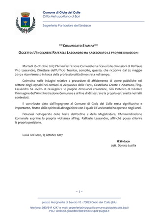 Dimissioni ing Lassandro | PDF