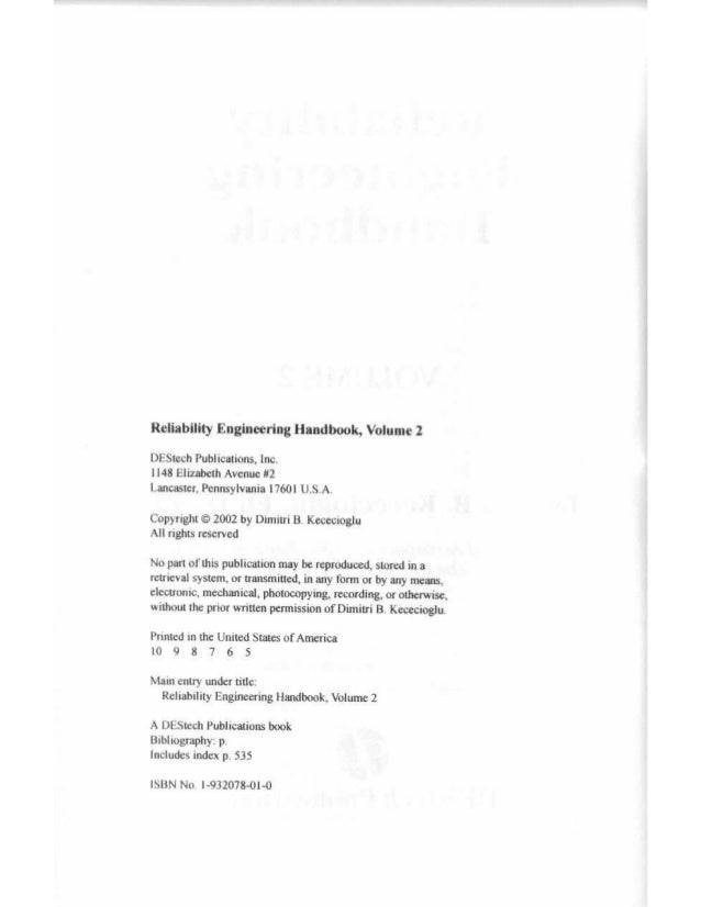 Dimitri kececioglu, Reliability engineering handbook vol. 2