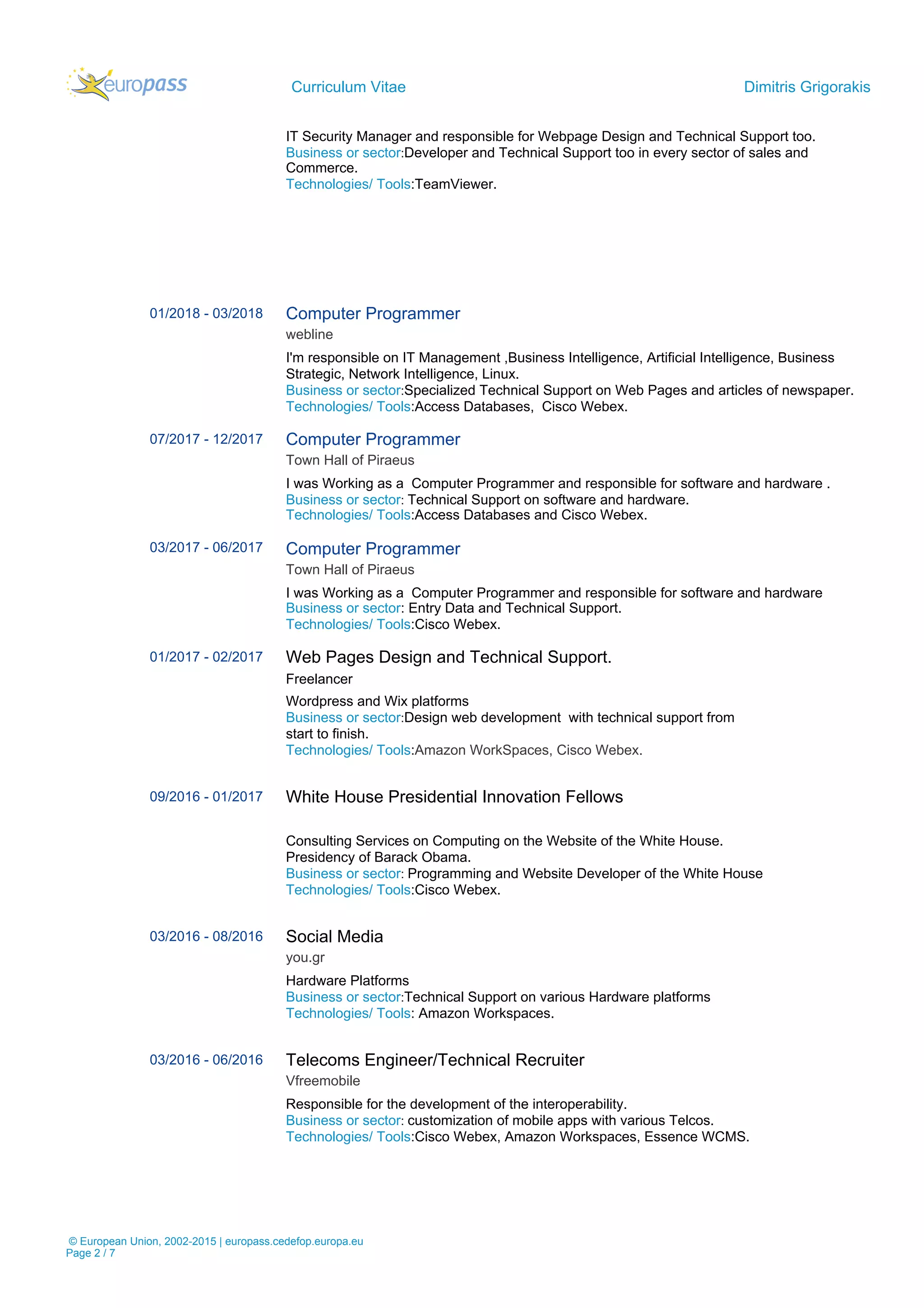 Dimitris grigorakis europass | PDF