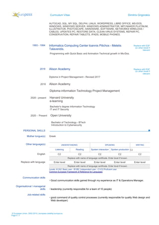 Dimitris grigorakis europass | PDF