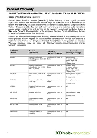 Dimplex solar thermal product guide 2013 01 | PDF