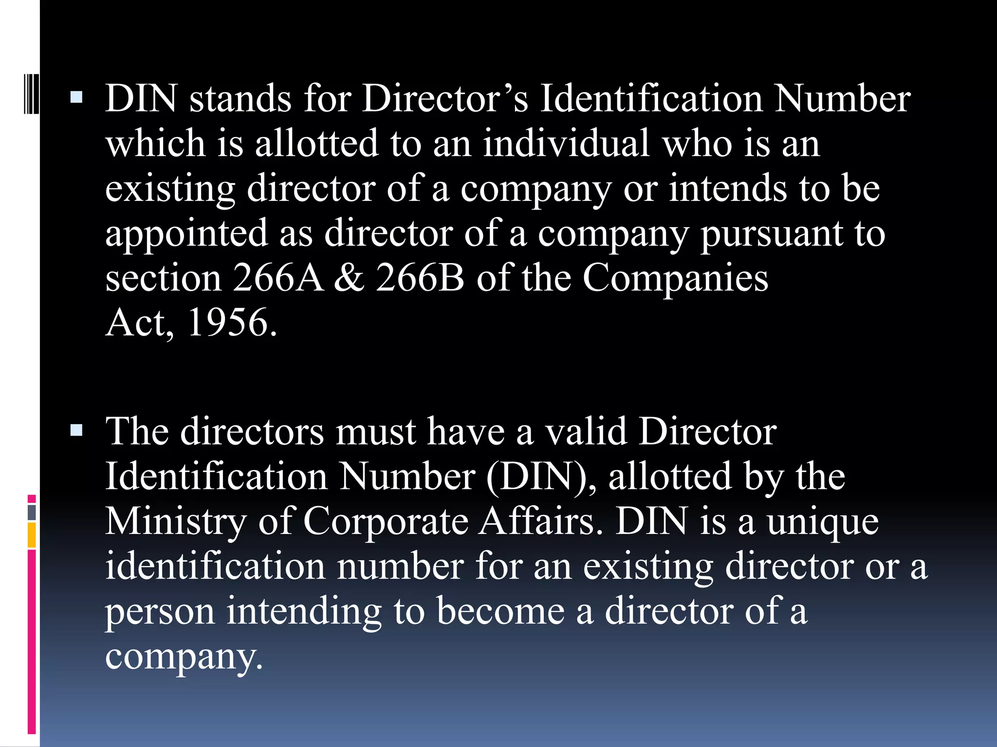 DIN : Director's Identification Number | PPTX