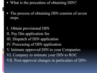 DIN : Director's Identification Number | PPTX