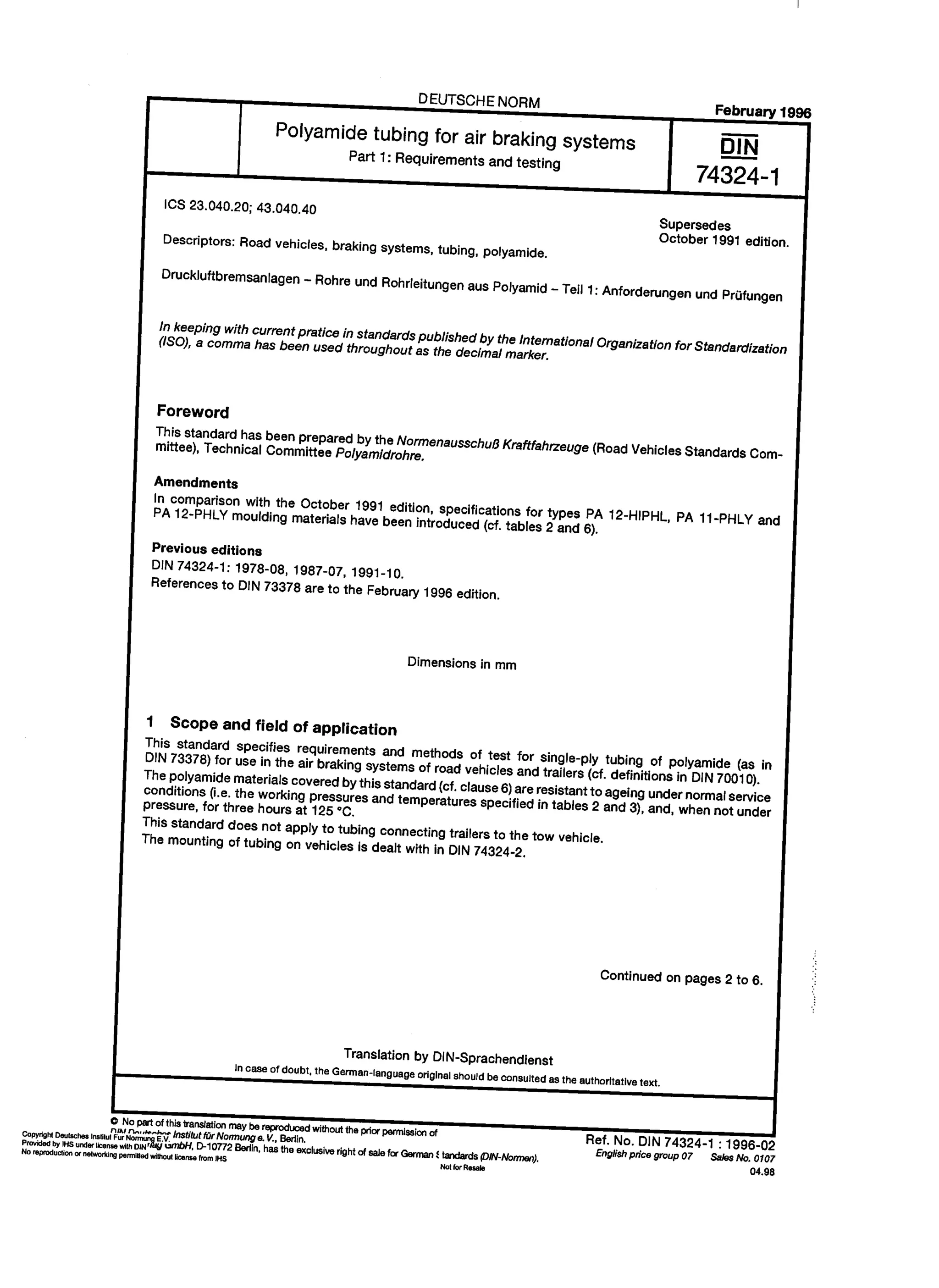 Din74324 polyamide tubing | PDF