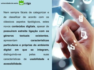 O ensino da língua portuguesa e o desafio dos géneros textuais digitais ...
