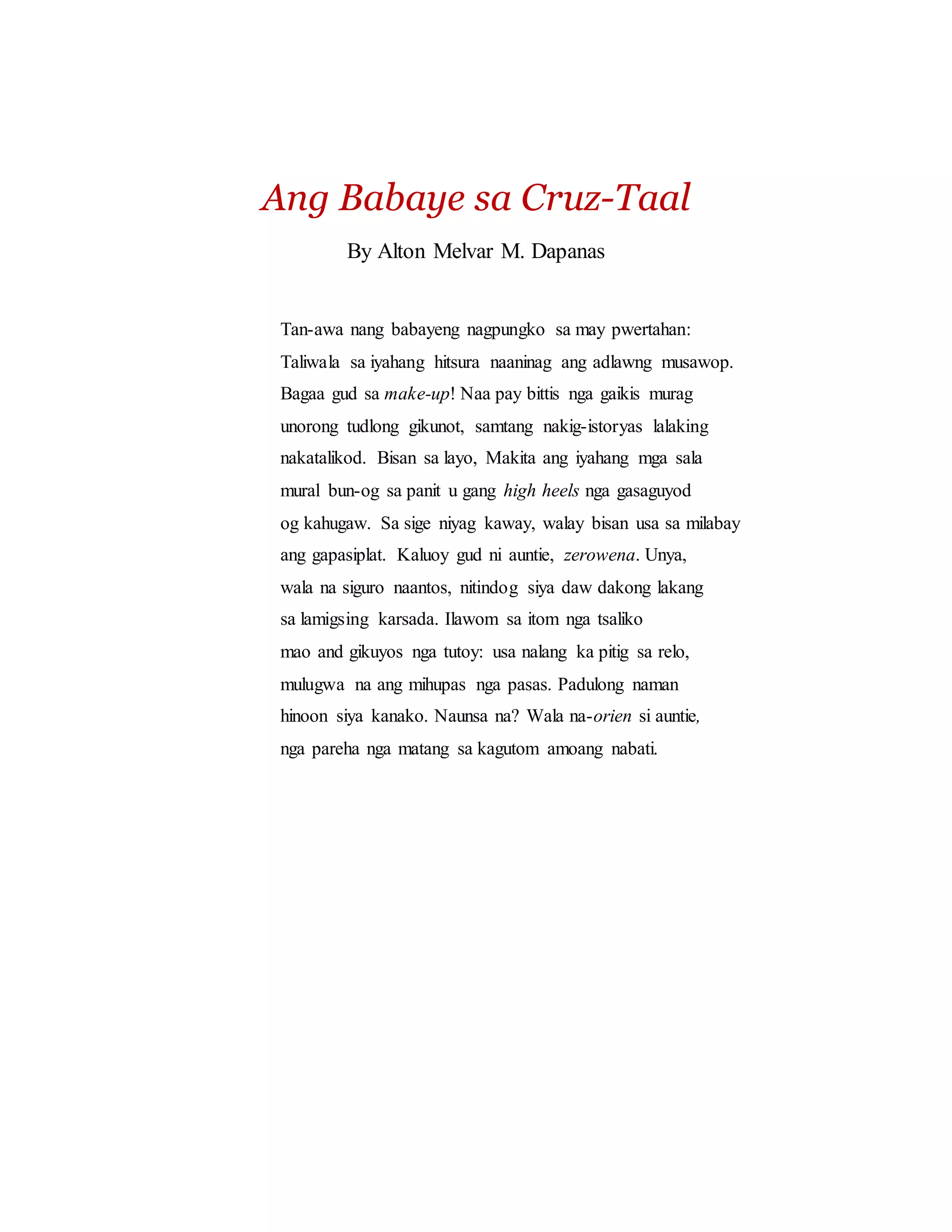 Ang Babaye sa Cruz-Taal | DOCX