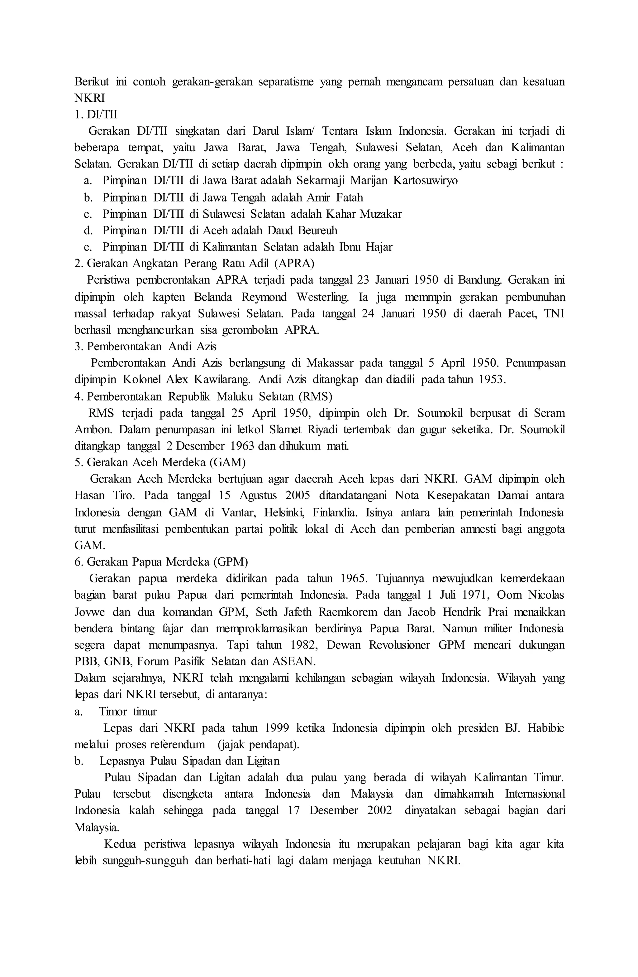 Dinamika Persatuan dan Kesatuan Bangsa Sebagai Upaya Menjaga dan Mempertahankan NKRI | DOCX