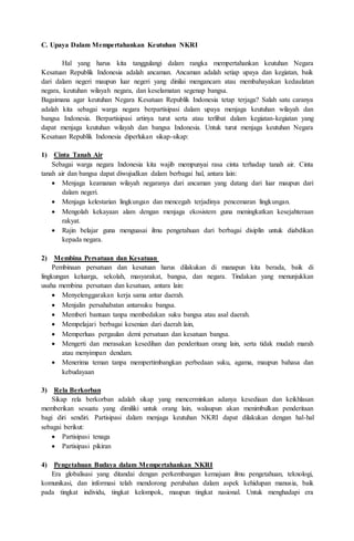 Dinamika Persatuan dan Kesatuan Bangsa Sebagai Upaya Menjaga dan Mempertahankan NKRI | DOCX