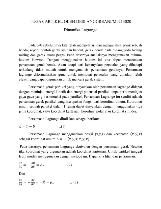 Dinamika lagrange | PDF