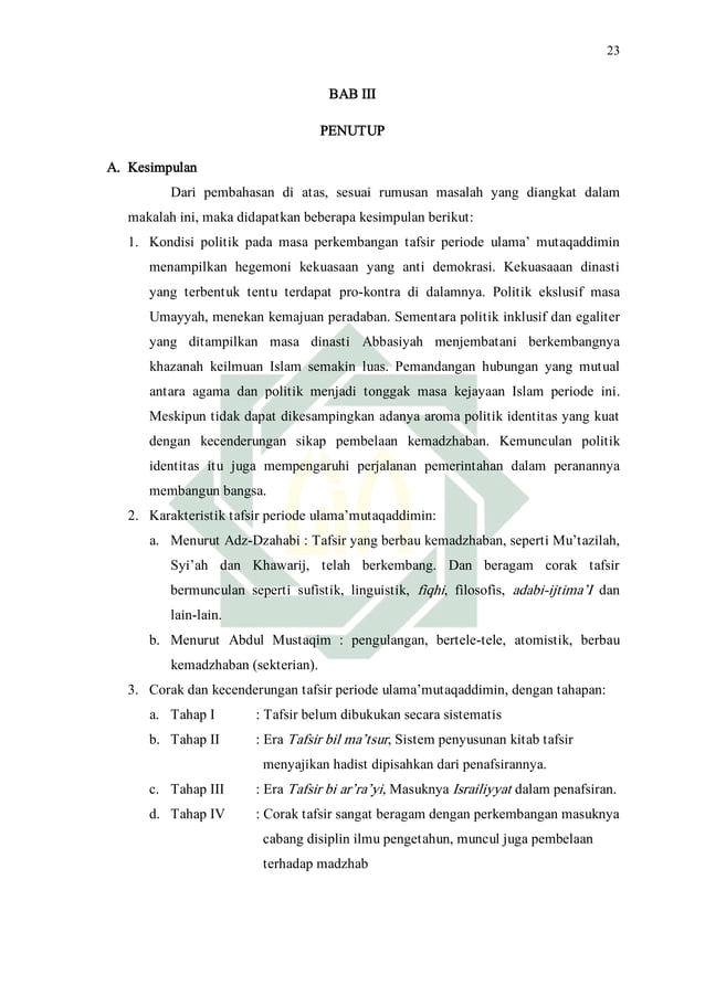 Dinamika Tafsir Al-Qur'an Masa Ulama Mutaqaddimin | PDF