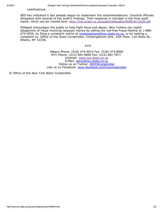 DiNapoli: New York was overbilled $3 million by special education ...