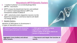 Parkinsons Disease-Decrease in neurotransmitter secretions. | PPT