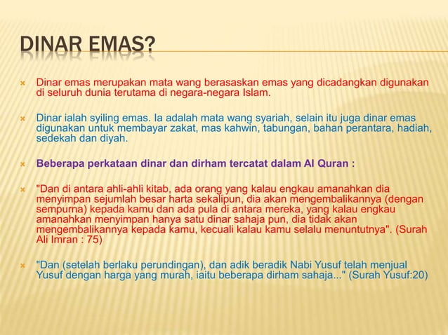 LMCP1522 PEMBANGUNAN MAPAN DALAM ISLAM (DINAR EMAS) | PPT