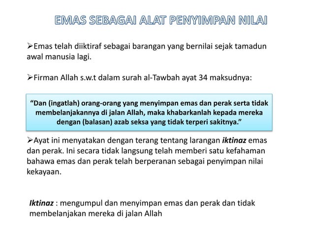 PENGGUNAAN DINAR EMAS MASA KINI | PPT