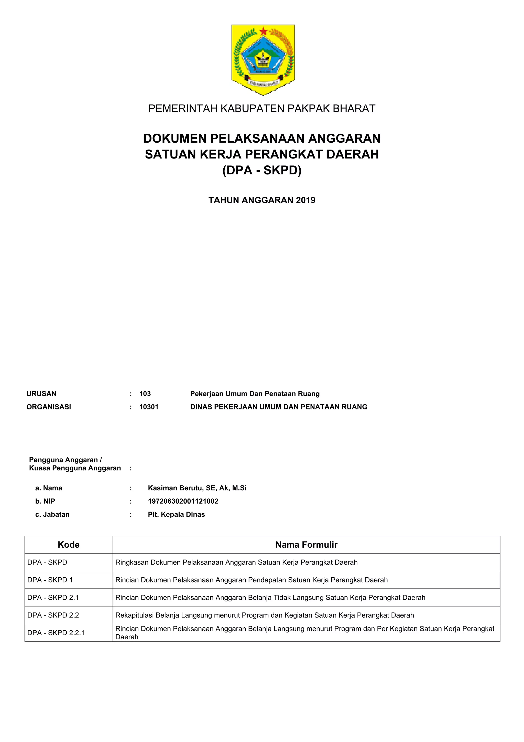 Dinas pekerjaan umum dan penataan ruang | PDF