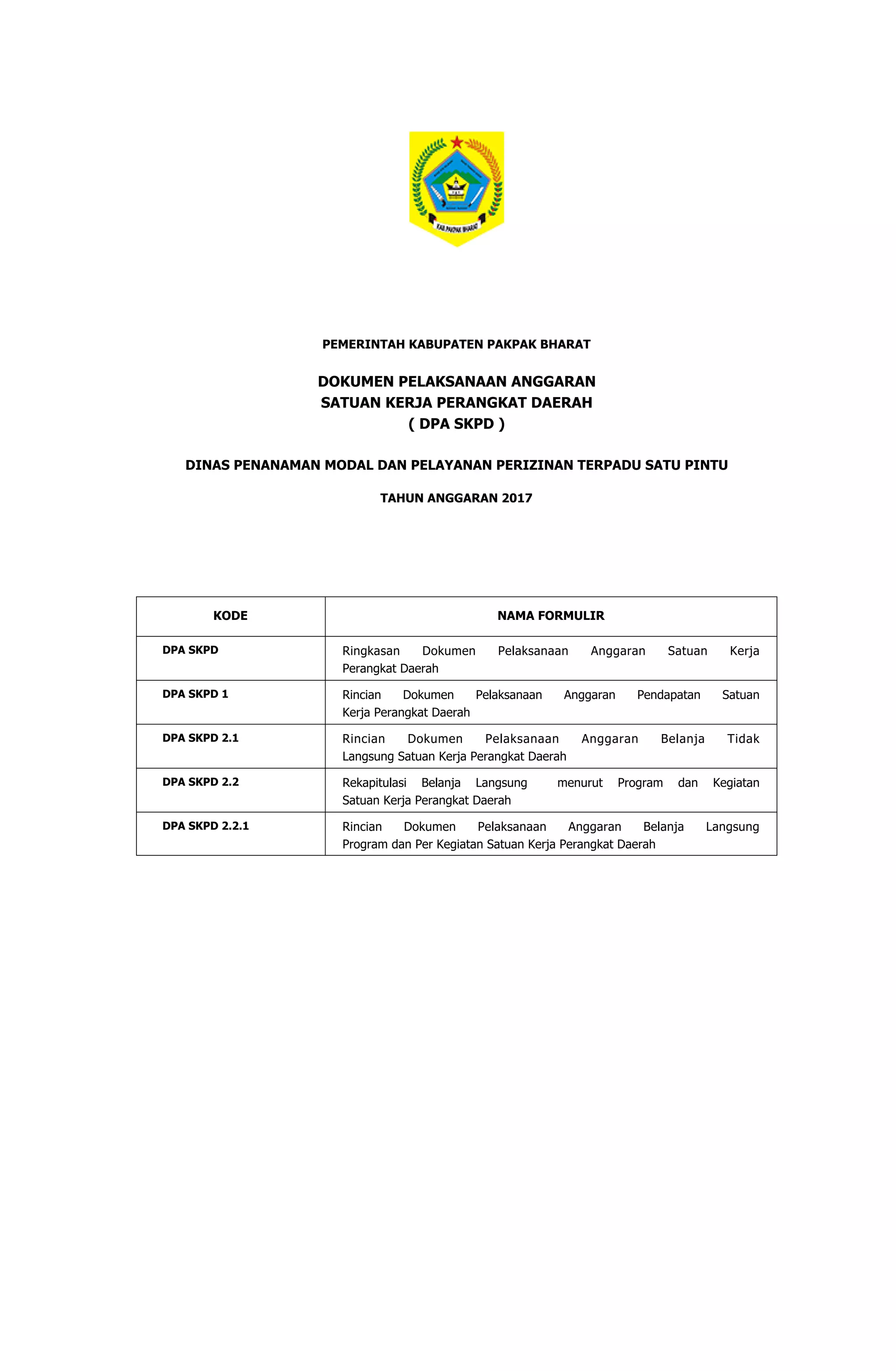 Dinas penanaman modal | PDF