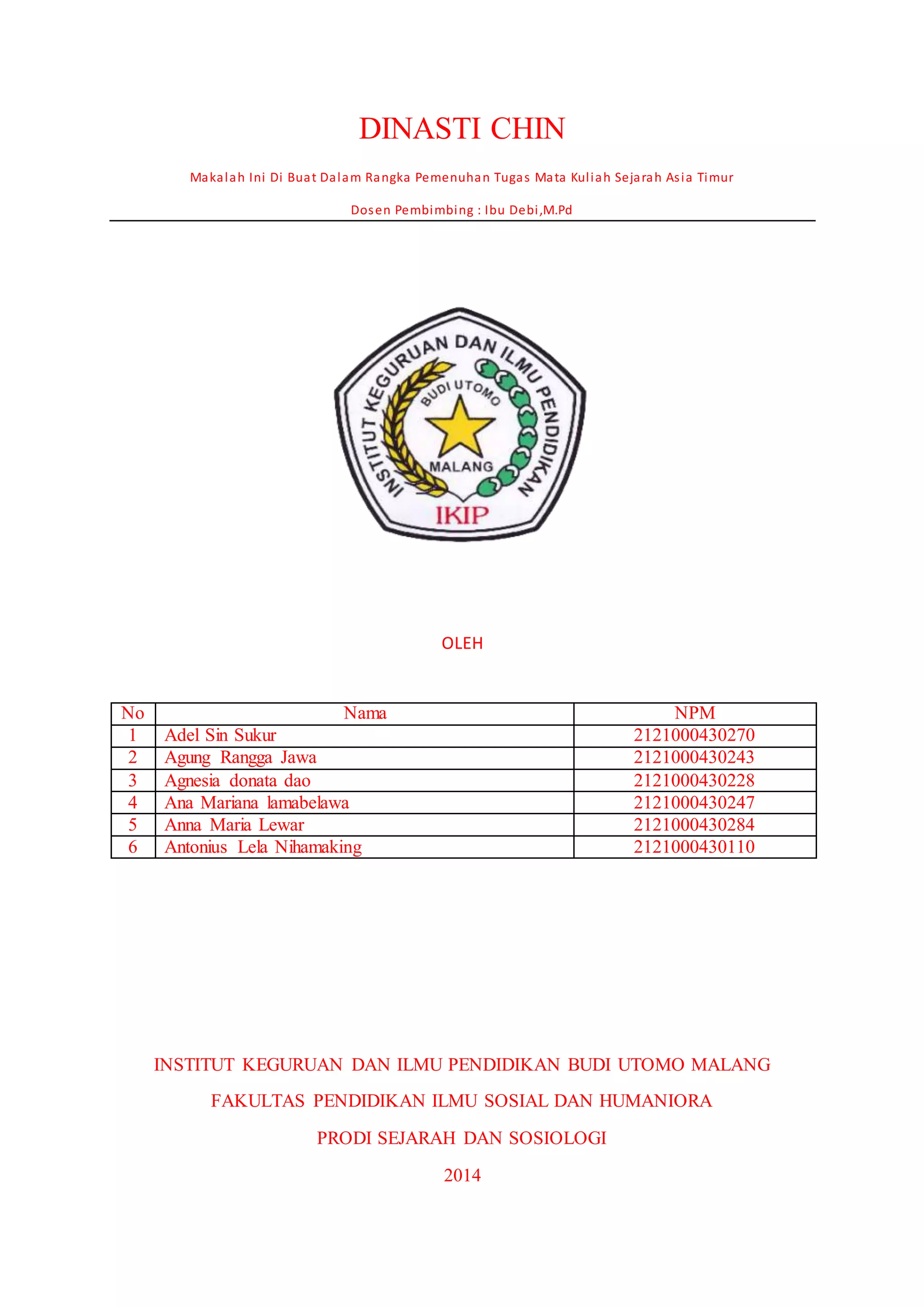 Makalah Dinasti chin | PDF