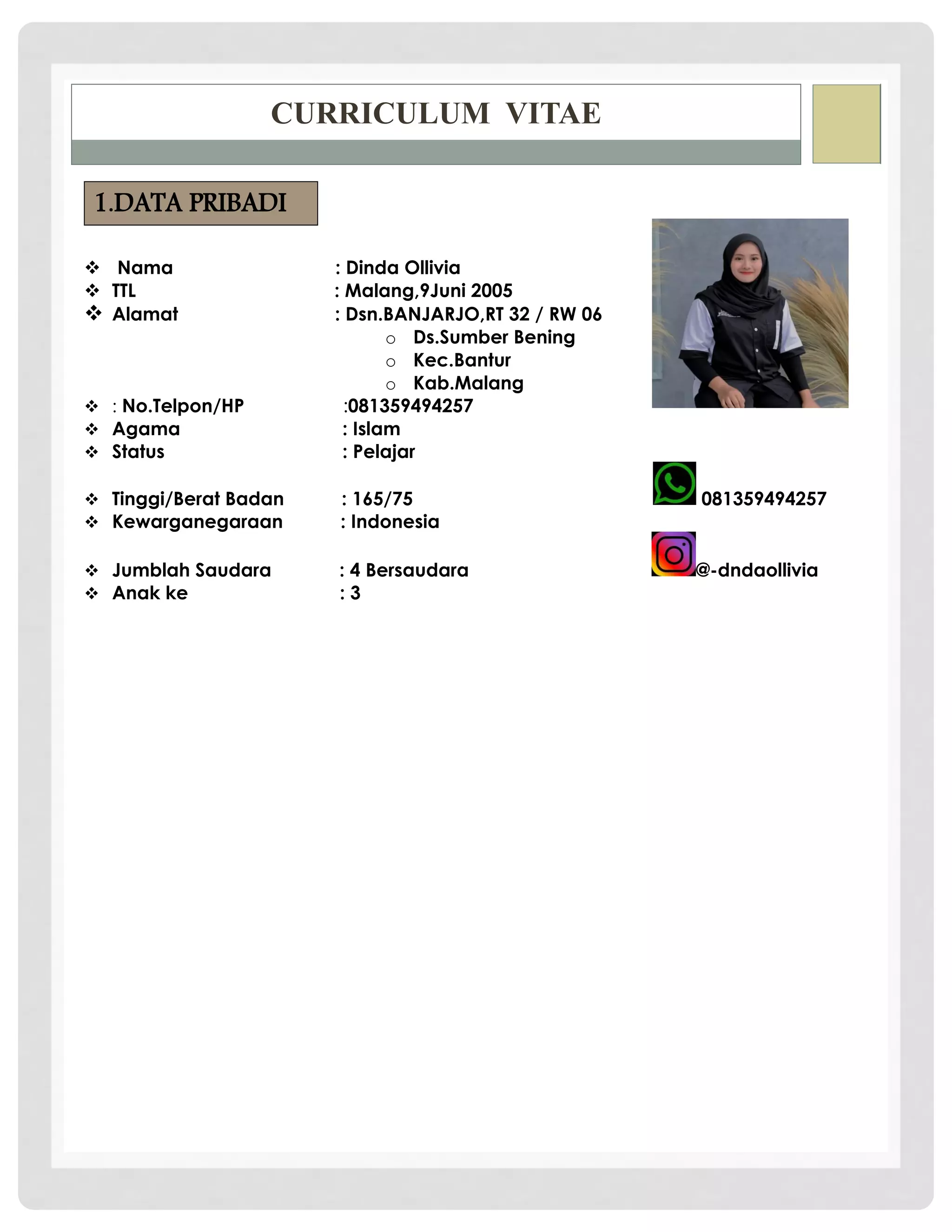 Dinda ollivia xmm1-10-Curriculum vitae | PDF