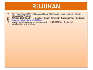Pembinaan dinding, pintu, dan tingkap. Program sijil teknologi senibina ...