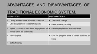 CHARACTERISTICS, ADVANTAGES AND DISADVANTAGES OF ECONOMIC SYSTEMS | PPTX