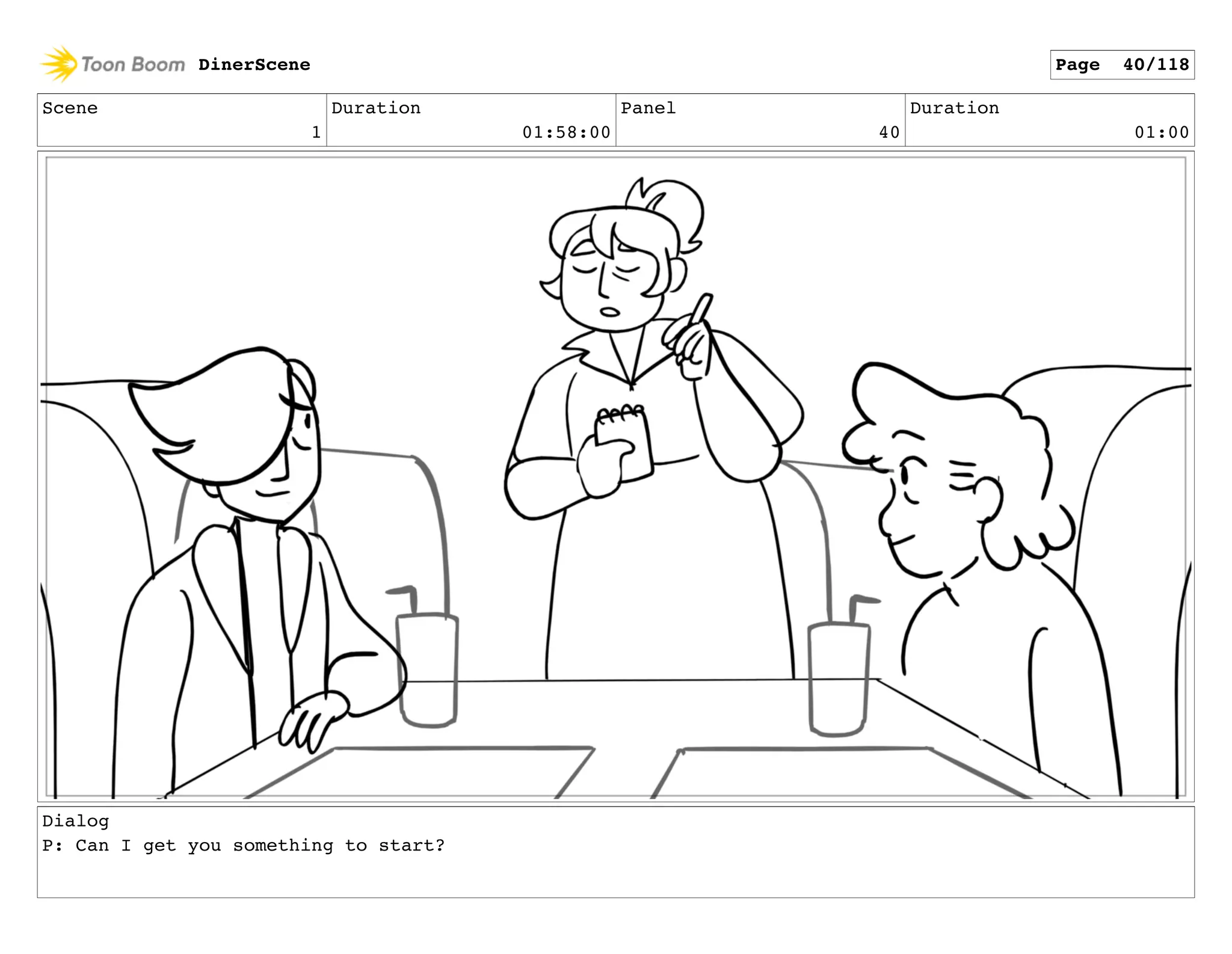 Diner Scene Storyboard Example | PPT