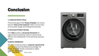 House of Quality matrix of washing machine | PPTX