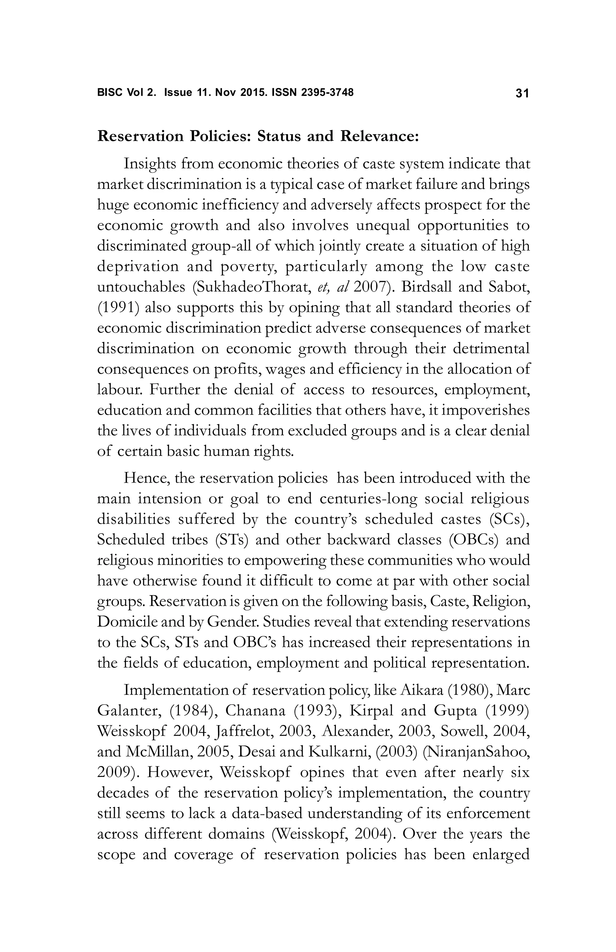 RESERVATION AND HIGHER EDUCATION IN INDIA: AN OVERVIEW | PDF