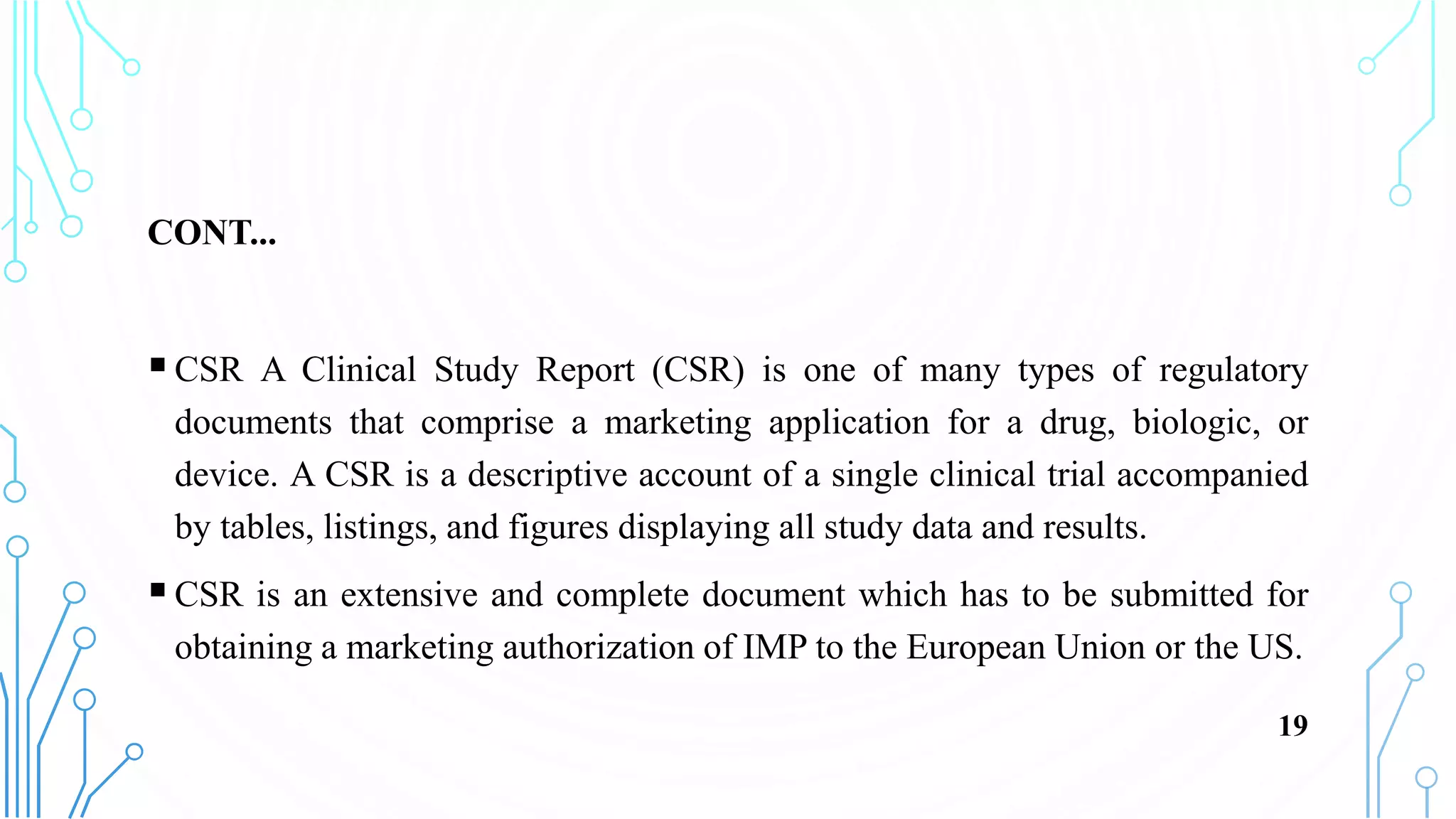 Guidelines for Preparation of Documents, Clinical Study Report Clinical ...