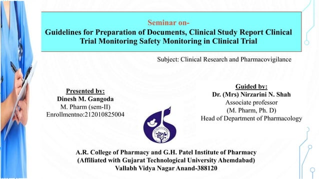 Guidelines for Preparation of Documents, Clinical Study Report Clinical ...