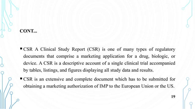 Guidelines for Preparation of Documents, Clinical Study Report Clinical ...