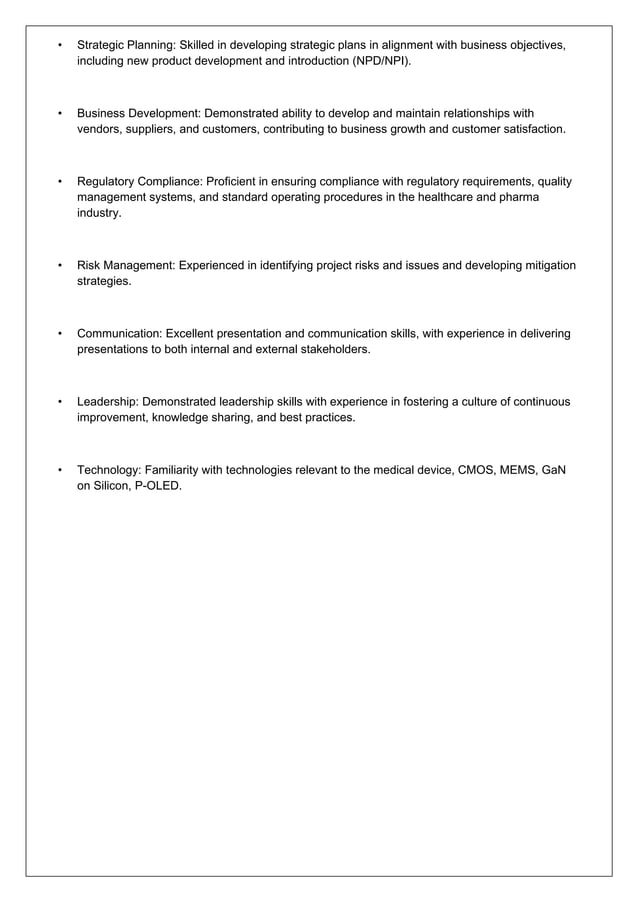 Dinesh Kumar: Experienced Medical Device Project Manager Resume | PDF