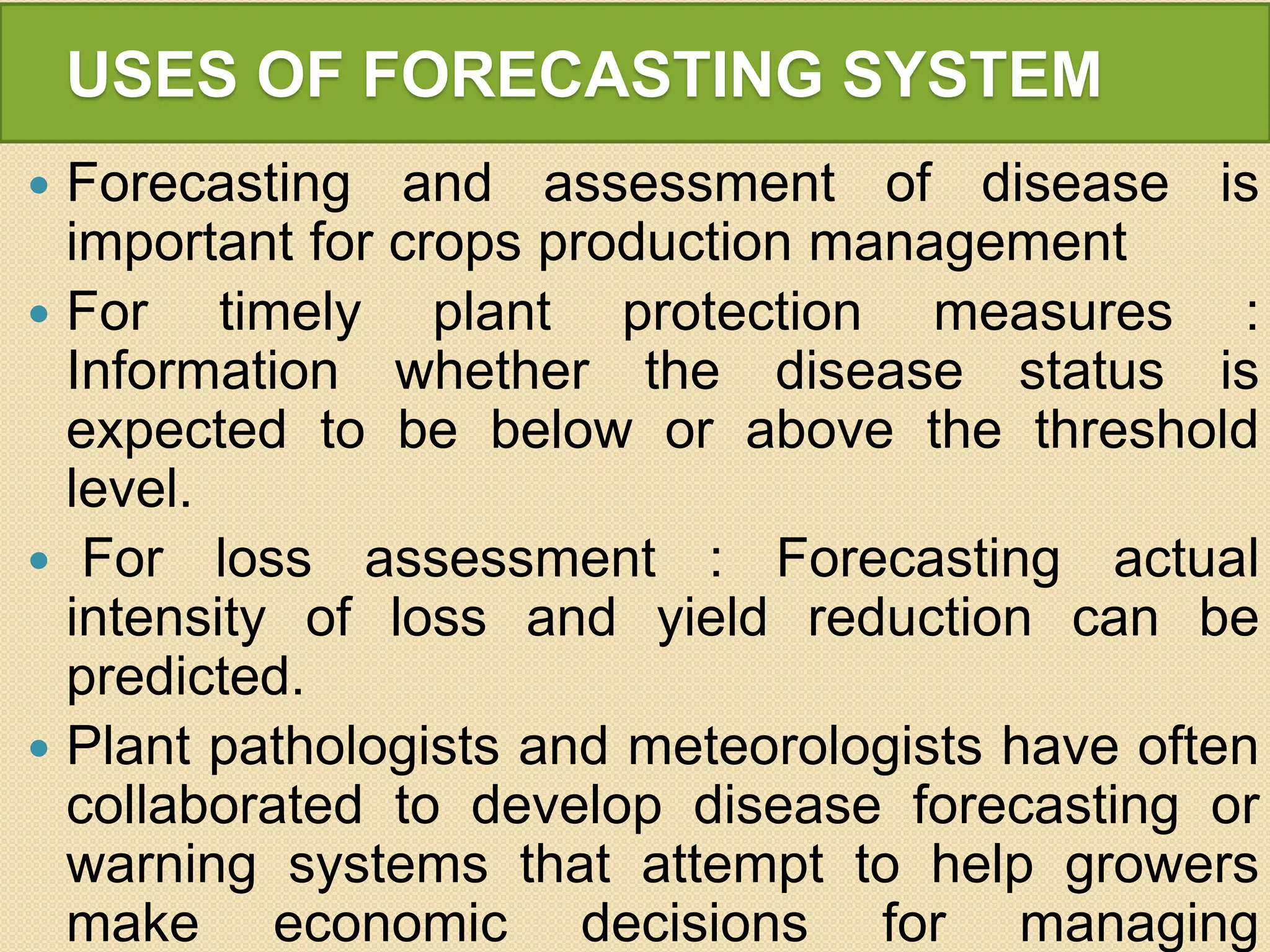 Role of Forecasting system in plant disease management | PPTX