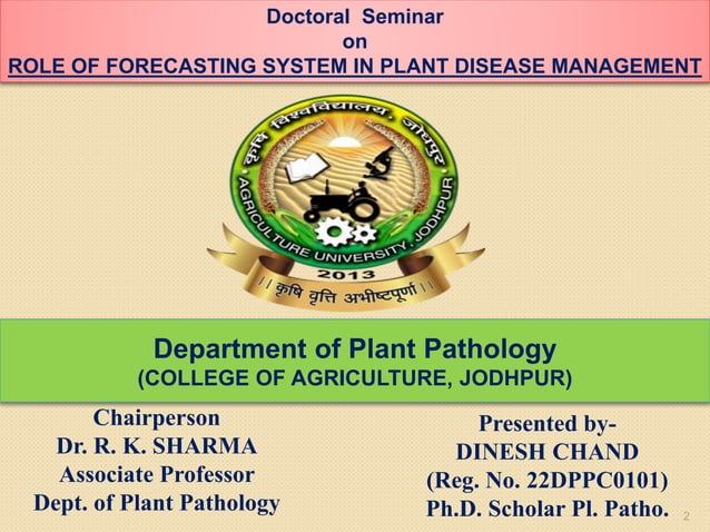 Role of Forecasting system in plant disease management | PPTX