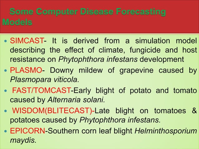 Role of Forecasting system in plant disease management | PPTX