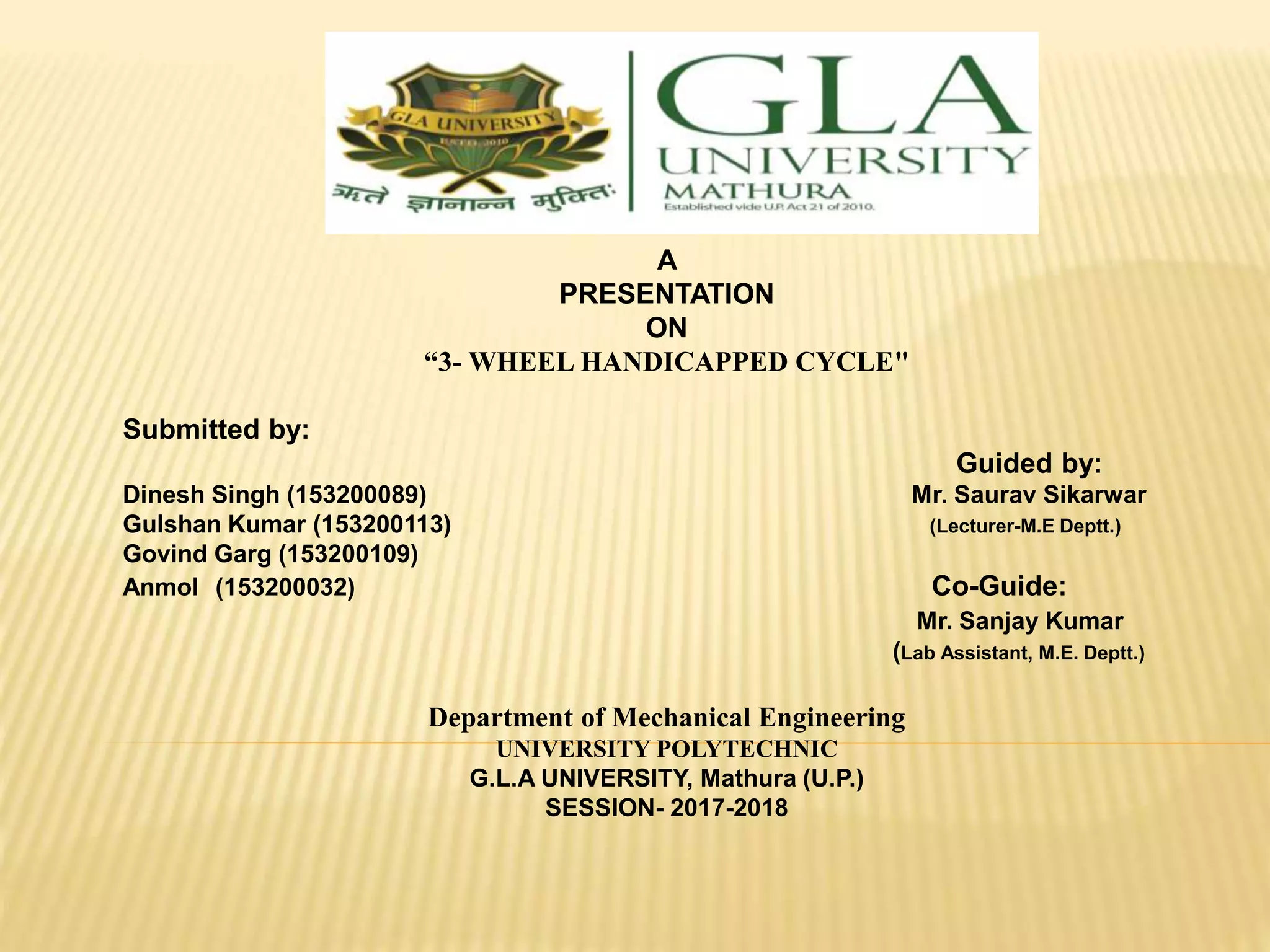 3-wheel handicap cycle | PPTX